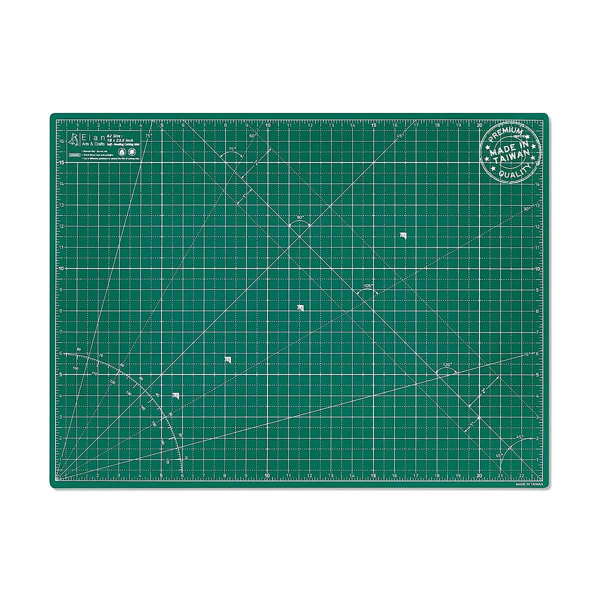 Elan Cutting Mat A2 Green, Self Healing Cutting Mat 18 x 24 INCH, 5-Ply Craft Mat Green, Hobby Cutting Mat 18x24 INCH, Fabric Cutting Board for Crafts, Quilting Cutting Board, Cutting Mats for Crafts