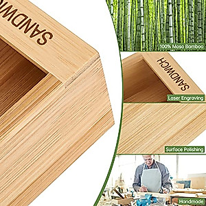 Ziplock Bag Organizer, Natural Bamboo Drawer Organizer for Kitchen, Plastic Bag Holder, Food Storage Bags Holder, Compatible with Ziploc, Solimo, Hefty, Glad. Container for Gallon, Quart, Sandwich, Snack, and Slider Bag with Extra 10pcs Mylar Bags for Foo