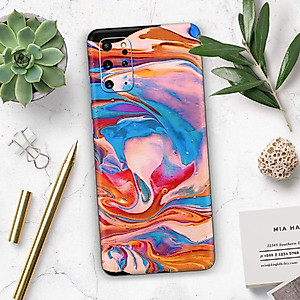 DesignSkinz Liquid Abstract Paint V28 Protective Vinyl Decal Wrap Skin Cover Compatible with The Samsung Galaxy S20 (Screen Trim & Back Glass Skin)