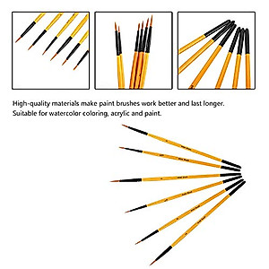 Nylon Hair Brush Painting Painting Brush Set, Nylon Hair Brush, Comfortable to Hold Office School Acrylic Paint for Watercolor Coloring