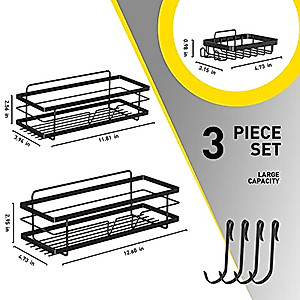 JeyDacitta 2023 New Shower Caddy Shelves,Bathroom Organizer, No Drilling Rustproof Stainless Steel Adhesive Larger Shower Organizer for Bathroom Kitchen Storage, 2 Pack Matte Black