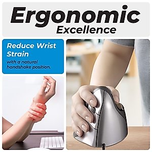 Evoluent VM4R Vertical Mouse 4 for Right Hand – Ergonomic Mouse Wired USB, Helps Reduce Carpal Tunnel, Adjustable Speed & Programmable Buttons, Vertical Ergonomic Wired Mouse, Gaming & Office Use