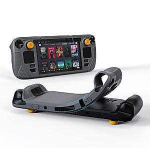 Syntech Protective Case Compatible with Steam Deck Accessories Console OLED/LCD, All-Round Protection with Non-Slip Thumb Grips, Silicone Cover for Enhanced Fit and Alignment-Gray