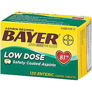 Aspirin Regimen Bayer, 81mg Enteric Coated Tablets, Pain Reliever/Fever Reducer, 120 Count