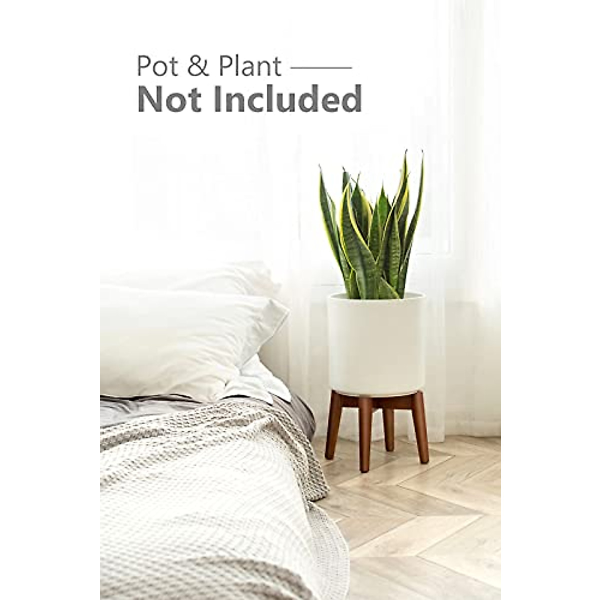 Mkono Plant Stand Mid-Century Modern Indoor (Plant and Pot NOT Included) Flower Holder Home Decor, Brown