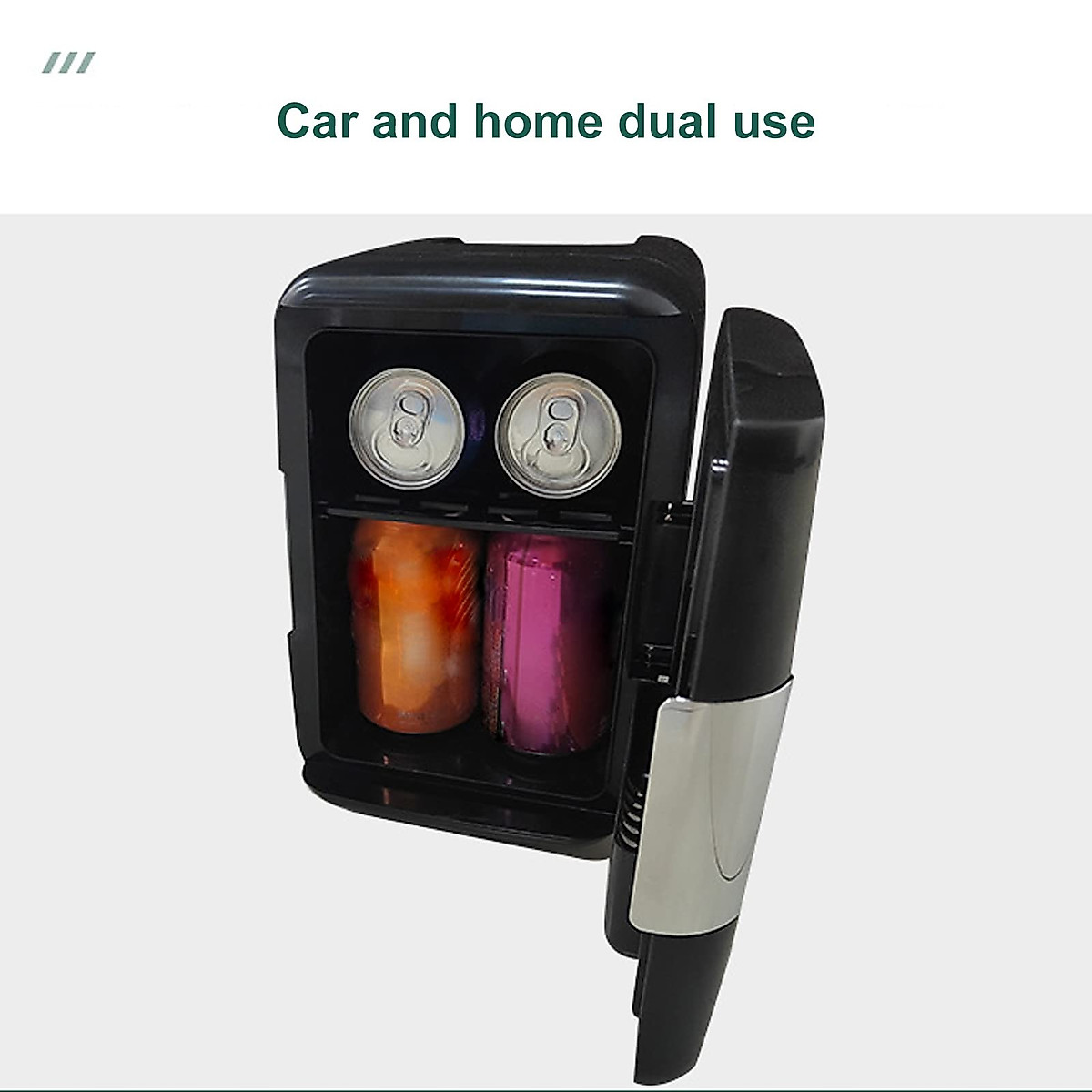 Mini Fridge, 4L 6 Can Cooler & Warmer Portable Compact Refrigerator for Food, Drinks, Skincare, Small Freezer Energy Saving for Bedroom Office Dorm Car Travel (US Plug)