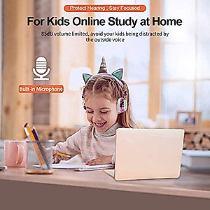 Kids Headphones, Wireless headphones for kids Unicorn headphones for girls Bluetooth headphones w/Mic with Adjustable Headband, Over On Ear Headset for Smartphones/School/Kindle/Tablet/PC Online Study