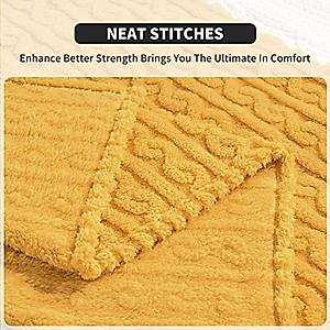 FY FIBER HOUSE Sherpa Blanket - 3D Pattern Design Yellow Throw Blanket for Sofa Couch, Bed, Warm Super Soft Cozy Microfiber Fleece Blanket for Living Room, Throw 50”x60”