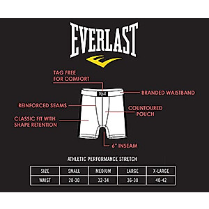 Everlast Mens Boxer Briefs Breathable Underwear for Men - 6 Pack Active Performance Mens Underwear (Large, Grey/Blue/Light Navy)