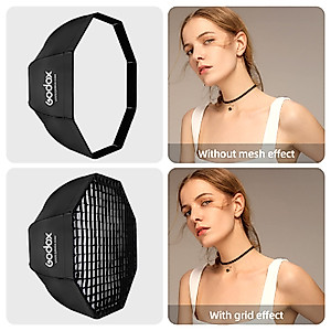 Godox SB-UE 47"/120cm Umbrella Octagon Softbox Reflector with Honeycomb Grid for Speedlight Flash (Bowens Mount)