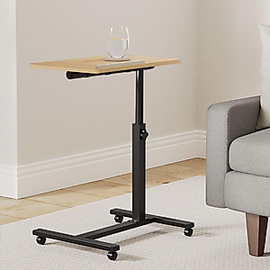 Rolling Laptop Table Lap Desk for Laptop Rolling Cart Tilting Overbed Bedside Table Overbed Desk Overbed Table with Wheels Adjustable Laptop Stand Sofa Side Table