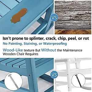 Cecarol Patio Oversized Rocking Chair Outdoor, Weather Resistant, Low Maintenance, High Back Front Porch Rocker Chairs 385lbs Support Poly Lumber Rocker, Wood-Like Plastic Chair, Blue-PRC01