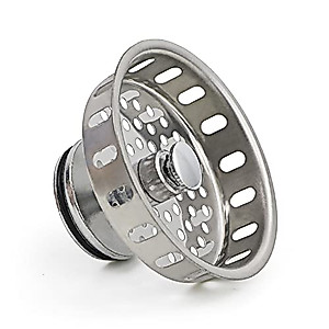 Highcraft 97343 Kitchen Sink Basket Strainer Replacement for Standard Drains (3-1/4 Inch) Stainless Spring Steel Closure and Rubber Stopper, Stainless Steel