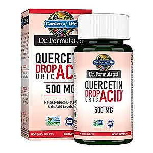 Garden of Life Quercetin Probiotic & Uric Acid Support with Tart Cherry, Vitamin C from Organic Acerola and Rose Hips Plus Luteolin – Dr Formulated – Gluten Free, Non GMO, Carbon Neutral – 60 Tablets