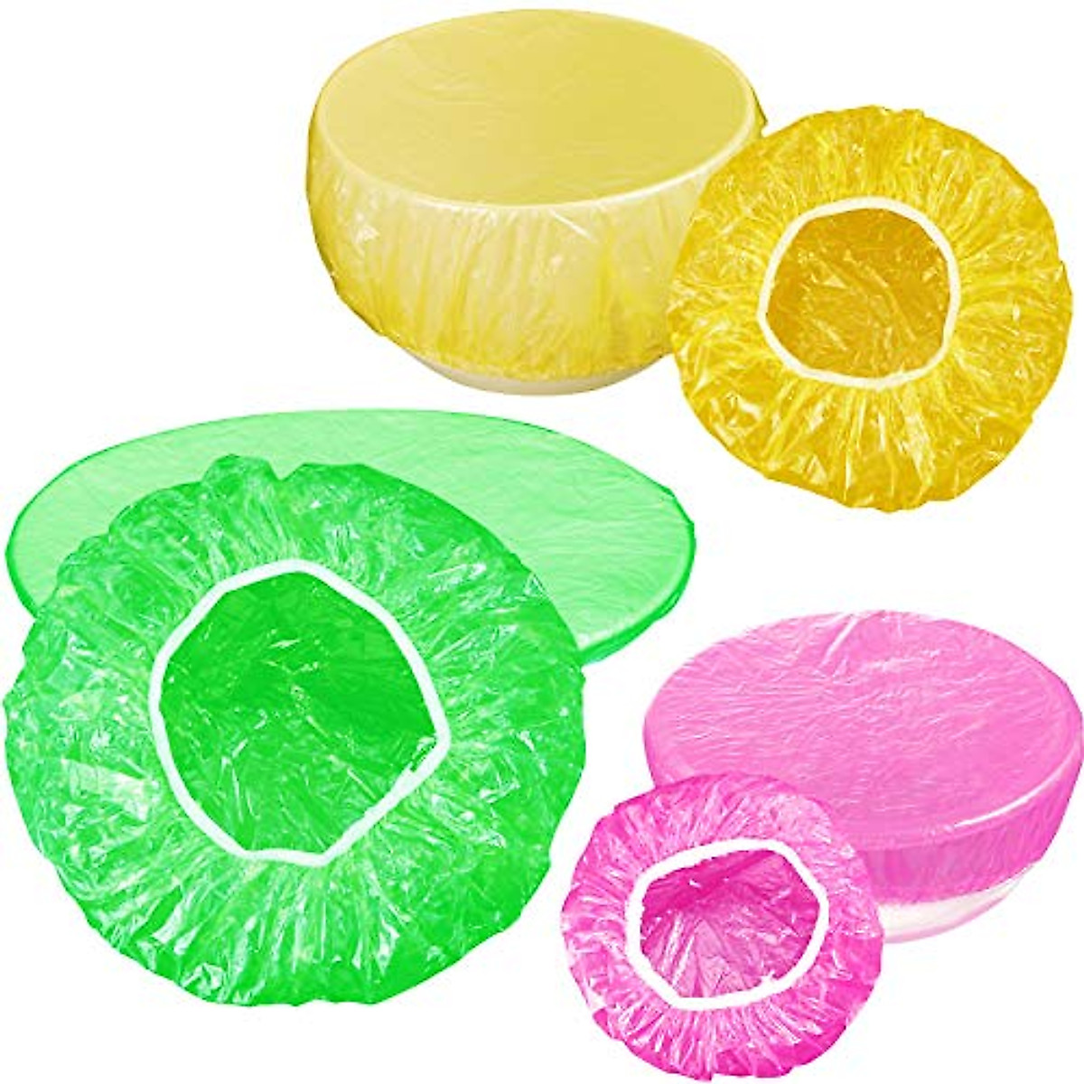 120 Pieces Reusable Food Storage Covers Elastic Colorful Bowl Covers Dish Plate Plastic Covers for Family Outdoor Picnic
