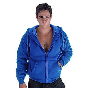 Gary Com Hoodies for Men Heavyweight Fleece Sweatshirt - Full Zip Up Thick Sherpa Lined Winter Warm Sweatshirts Work Jackets With Pocket,Royal Blue L