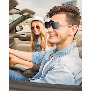 Frienda 5 Pairs Polarized Clip On Sunglasses Rimless Flip Up Anti Glare Driving Glasses (Various Color,2.24 x 1.42 Inch)