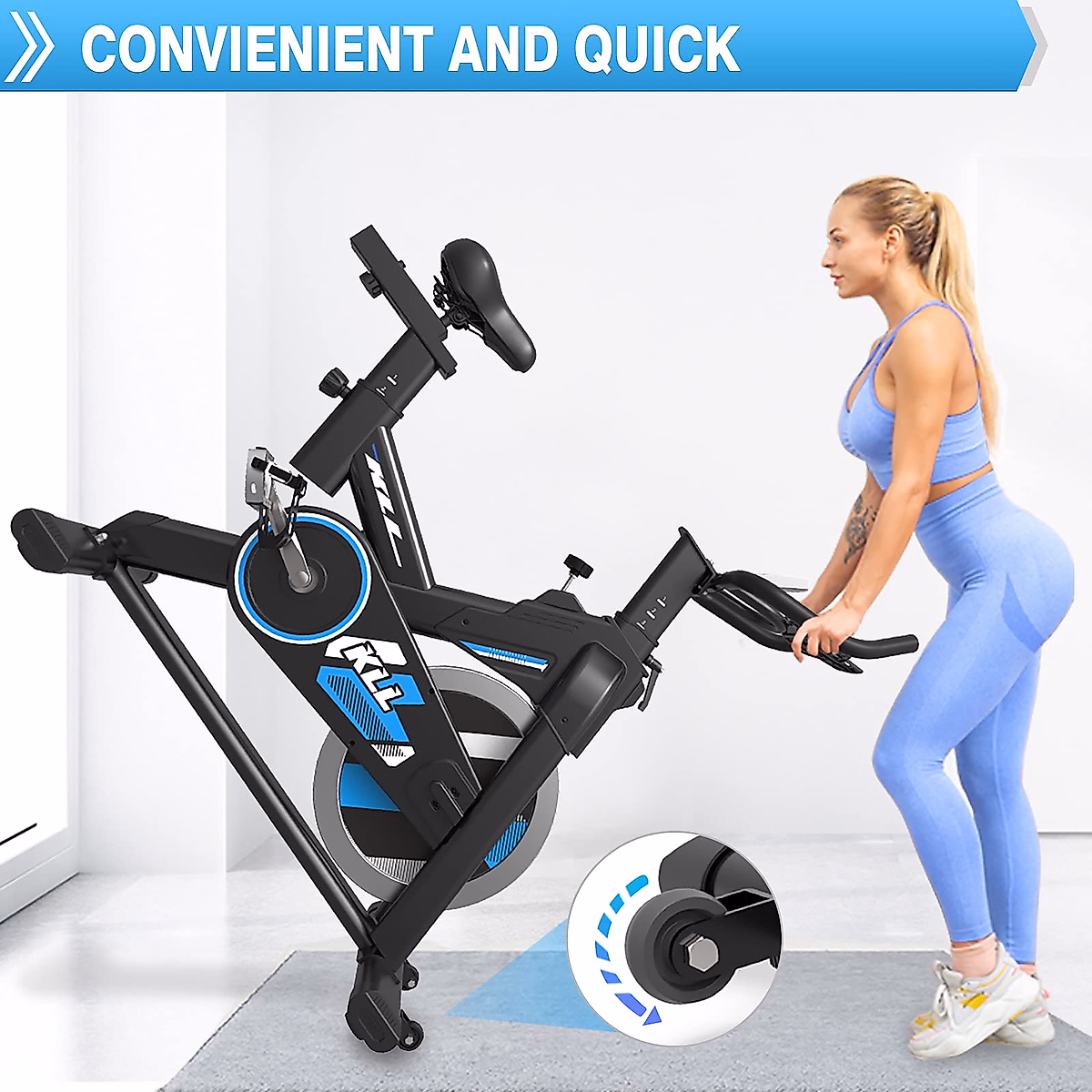 LABODI Exercise Bike, Stationary Indoor Cycling Bike, Cycle Bike for Home Cardio Gym, Belt Drive Workout Bike with 35 LBS Flywheel, Thickened Frame Upgraded Version