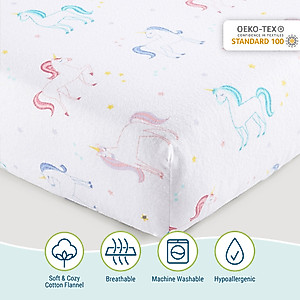 Wildkin Kids 100% Cotton Flannel Twin Sheet Set for Boys & Girls, Bedding Set Includes Fitted Sheet, Top Sheet & Pillow Case, Bed Sheets for Cozy Cuddle (Unicorn)