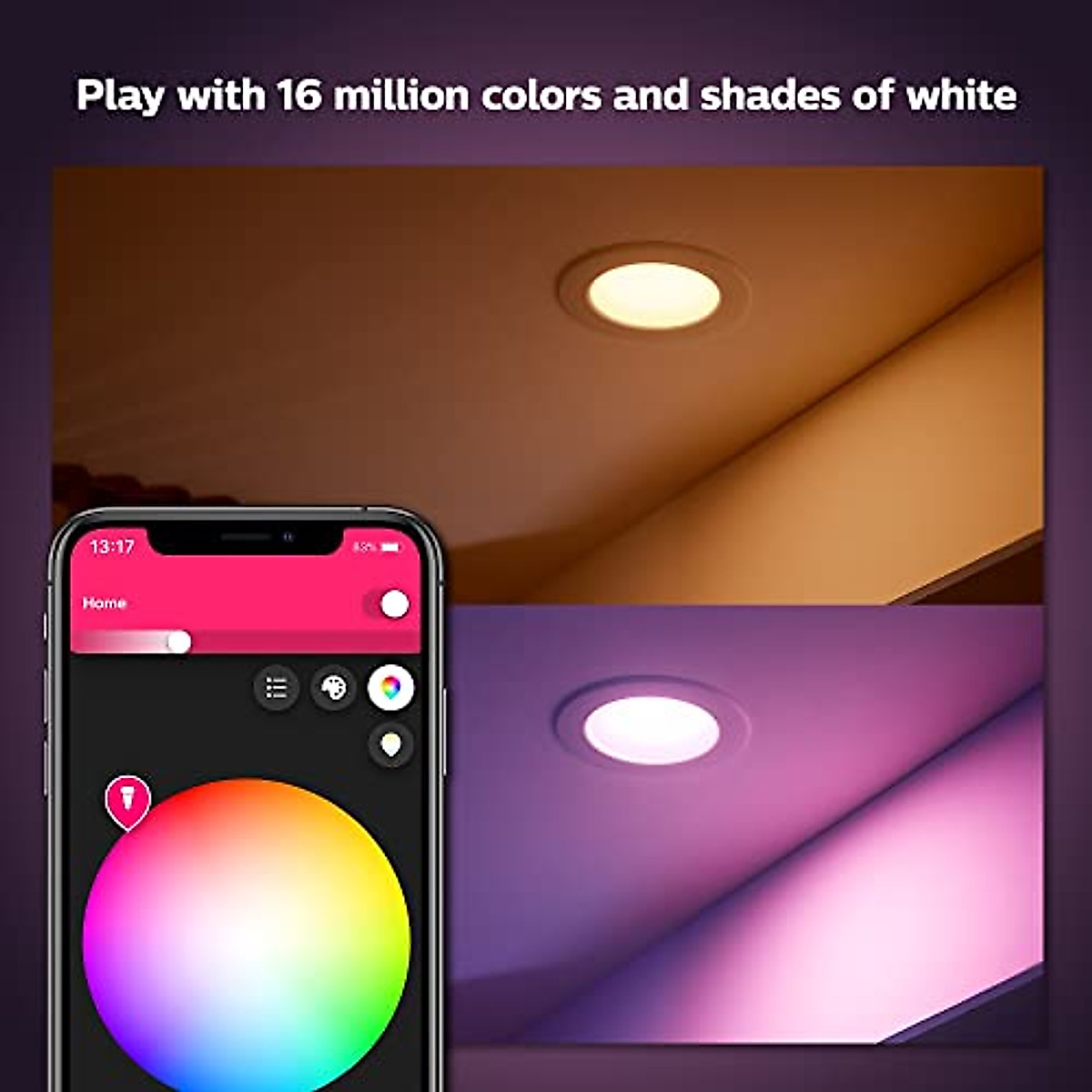 Philips Hue White & Color Ambiance BR30 LED Smart Bulbs, 16 Million Colors (Hue Hub Required), Compatible with Alexa, Google Assistant, and Apple HomeKit, New Version, 2 Bulbs (578096)
