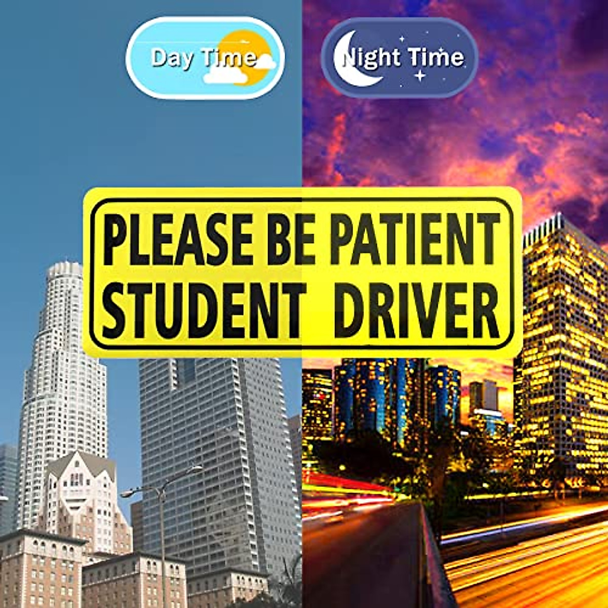 JUSTTOP 3pcs Student Driver Magnet for Car, Please Be Patient Student Driver Magnet, New Drivers Sticker Safety Warning, Magnetic Reflective Rookie Driver Bumper Sticker (Black)