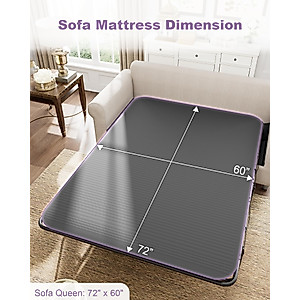 Ferlizer 4" [Queen] Sofa Bed Mattress Replacement, Lavender Infused Memory Foam Sofa Mattress Topper with Ultra Soft Cover, CertiPUR-US Certified