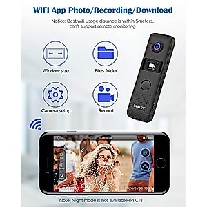 BOBLOV C18 WiFi 1080P Body Camera with OLED Screen and One Big Button for Recording 4Hours 1080P Recording Clip for Wearable (32GB)
