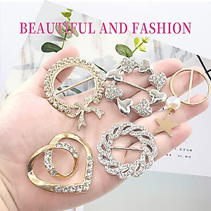 TXZWJZ Scarf Tie Buckle Rings for Women,12PCS Metal Party T Shirt Pearls Rhinestone Clips,Clothes Corner Knotted Button for Women Girls Decorative Accessories