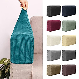 Susosu Couch Cover 2pcs/Pack Home Couch Solid for Sofa Armchair Slipcover Armrest Cover Non Slip Recliner Arm Cap Protective Living Room Stretchy (Color : K)
