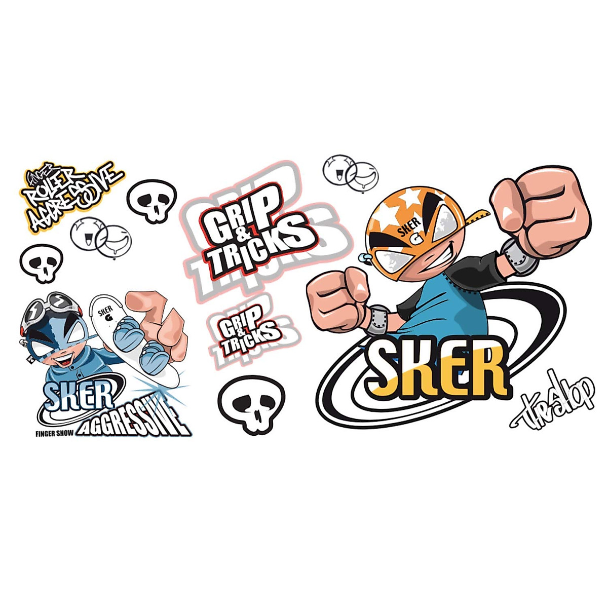 Grip and Tricks - 3 Finger Skates with Pro Fingerboard Tools and Toy Skateboards Accessories - Finger Skate Pack 3 - Finger Toy for Kids 6+ Years Old