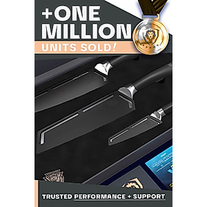 Dalstrong 3 Piece Knife Set - Vanquish Series - Forged High Carbon German Steel - Black POM Handle - Chef Knife, Santoku and Paring - Razor Sharp Kitchen Set - NSF Certified