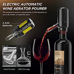 Forias Electric Wine Opener, Automatic Wine Bottle Opener Set with Rechargeable Wine Opener,Electric Wine Aerator Pourer,Vacuum Wine Stopper and Foil Cutter 4-in-1 Wine Gift Set