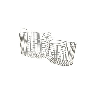 CosmoLiving by Cosmopolitan Contemporary Metal Round Storage Basket, Set of 2 14", 12"H, Silver