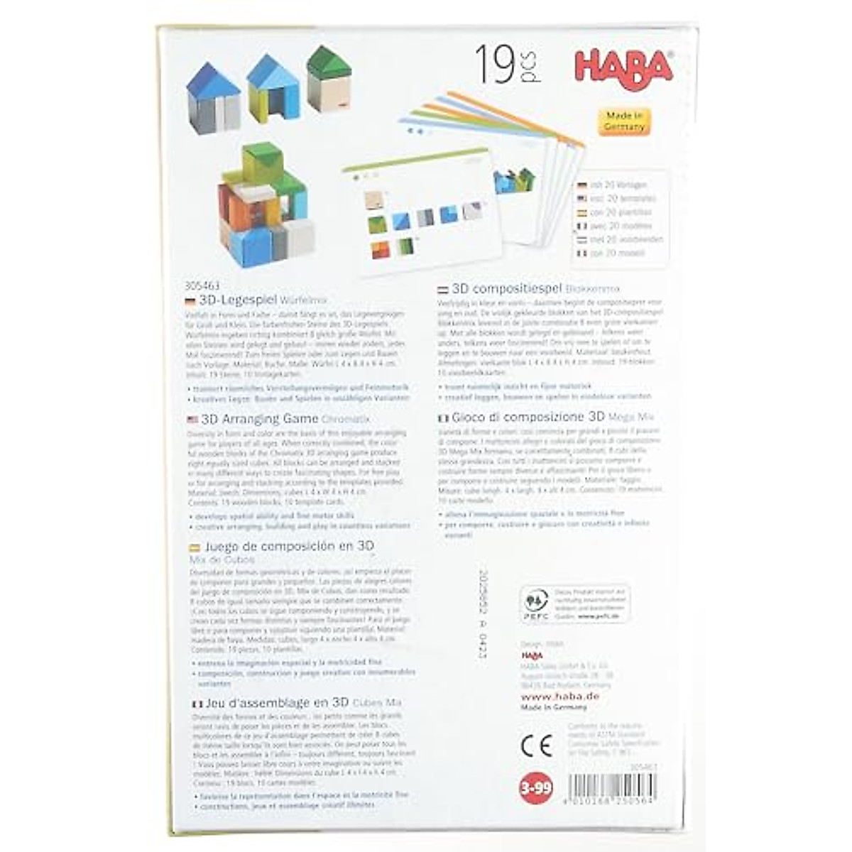 HABA Chromatix Wooden Blocks - 19 Piece Building Block Set - for Children Ages 3+