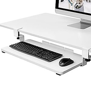 FlexiSpot Keyboard Tray Under Desk with C Clamp Mount 25 (30 Including Clamps) x 12in Adjustable Mouse Computer Keyboard Platform(White)