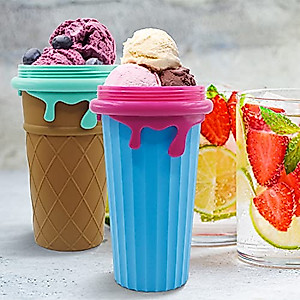 [Upgrade 500ML] Slushy Cup Slushy Maker Cup TIK TOK Frozen Magic Squeeze Cup - Quick Cool Slushy Milk Shake Ice Cream Smoothies Cup (500ml Blue)