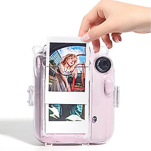 Kimyoaee Mini12 Clear Case Bundle Set for Fujifilm Instax Mini 12 Instant Camera Accessories with Films Pocket Picture Holder, Sticker Decal, Adjustable Shoulder Strap