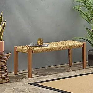 Christopher Knight Home Isaac Outdoor Modern Industrial Acacia Wood Bench, Brown and Teak