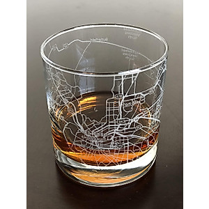 Rocks Whiskey Old Fashioned 11oz Glass Urban City Map El Paso Texas