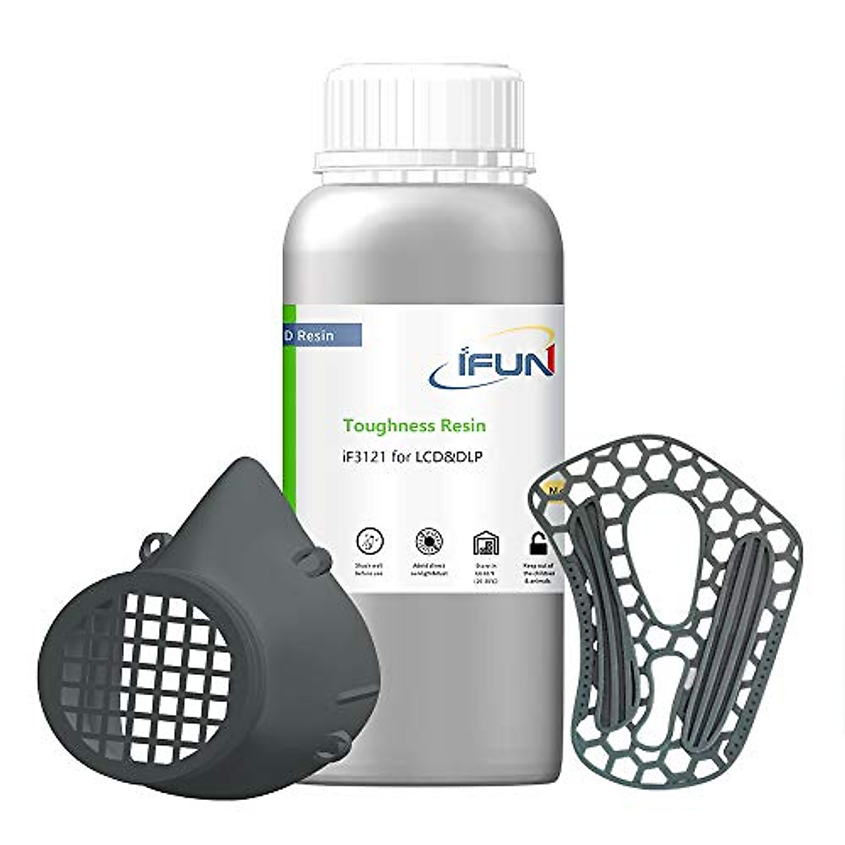IFUN Toughness 3D Printer Resin Impact Resistant Resin Compatible with 405nm LCD DLP 3D Printer Gray 500ml