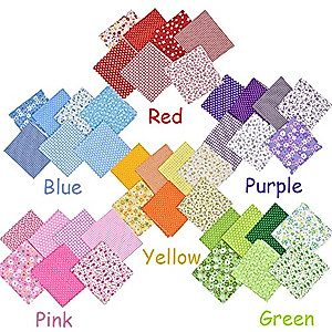 56pcs 9.8" x 9.8" Floral Printed top Cotton Fabric Bundle Squares Quilting Sewing Patchwork Cloths DIY Scrapbooking Crafts