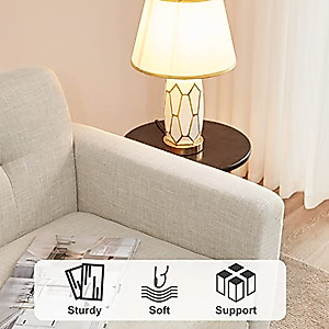 Tbfit 65" W Loveseat Sofa, Mid Century Modern Decor Love Seat Couches for Living Room, Button Tufted Upholstered Small Couch for Bedroom, Solid and Easy to Install Love Seats Furniture, Beige