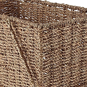 15" Water Hyacinth Storage Stair Basket With Handles by Trademark Innovations (Natural)