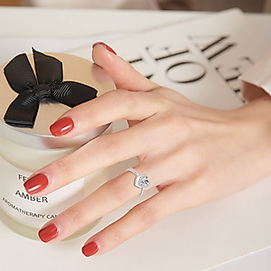 925 Sterling Silver Heart Urn Rings for Ashes Memorial Keepsake Urn Locket Cremation Jewelry for Women (White, 8)