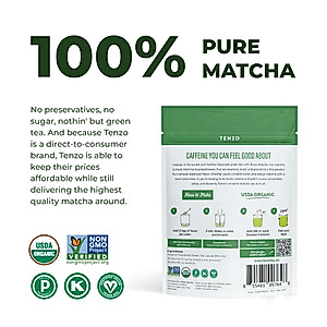 Tenzo Matcha Green Tea Powder Original Blend (1.06 Ounce) with Whisk Drink Mixer