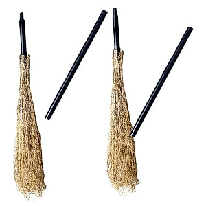 NOLITOY 2pcs Witch Broom Broomstick Witches Broom Halloween Props Halloween Broom Birthday Decoration for Girl Costumes for Halloween Fall Decor for Kitchen The Outfit Apparel Wooden Beige