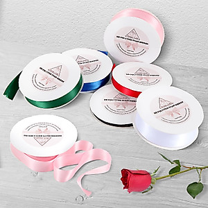 Handyman Crafts 3/8" Pink Double Faced Satin Ribbons 50 Yards HD Polyester Stain Ribbon,for Wedding Gift Wrapping, Florist,Flowers,Arts and Crafts,Balloons,Holidays,Christmas,Birthdays,Bow Making