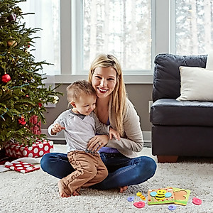 FINGOOO 2 Pack Wooden Puzzles for Toddlers 1-3,Baby Puzzle Educational Toy Gift (Butterfly Bee)