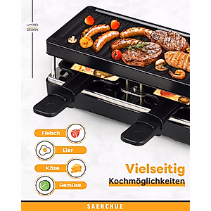 Saenchue 2-Person Raclette Table Grill - Indoor Non-stick Electric Grill Griddle - Series Connection Contact Grill up to 4 Grills, 2 Paddles Included, 2 Packs, BC-02