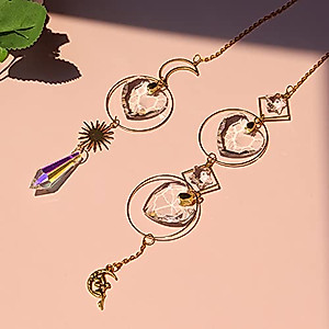 WEISIPU Crystal Hanging Decorations - 2 Pcs Heart-Shaped Rainbow Crystal Suncatcher Hanging Prism Ornament Pendant for Home Garden Car Decor